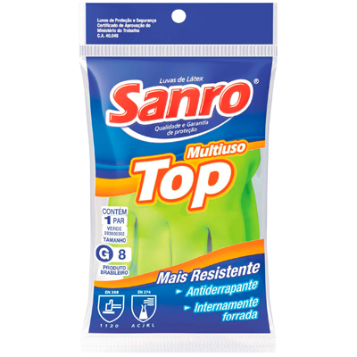 Luva de Látex Sanro TOP Verde CA 40045 102 - Luva de Látex Sanro TOP ...