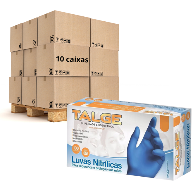 Luva Nitrílica Azul sem Pó CX c/100 und CA 29509 Talge Cx com 10 ...