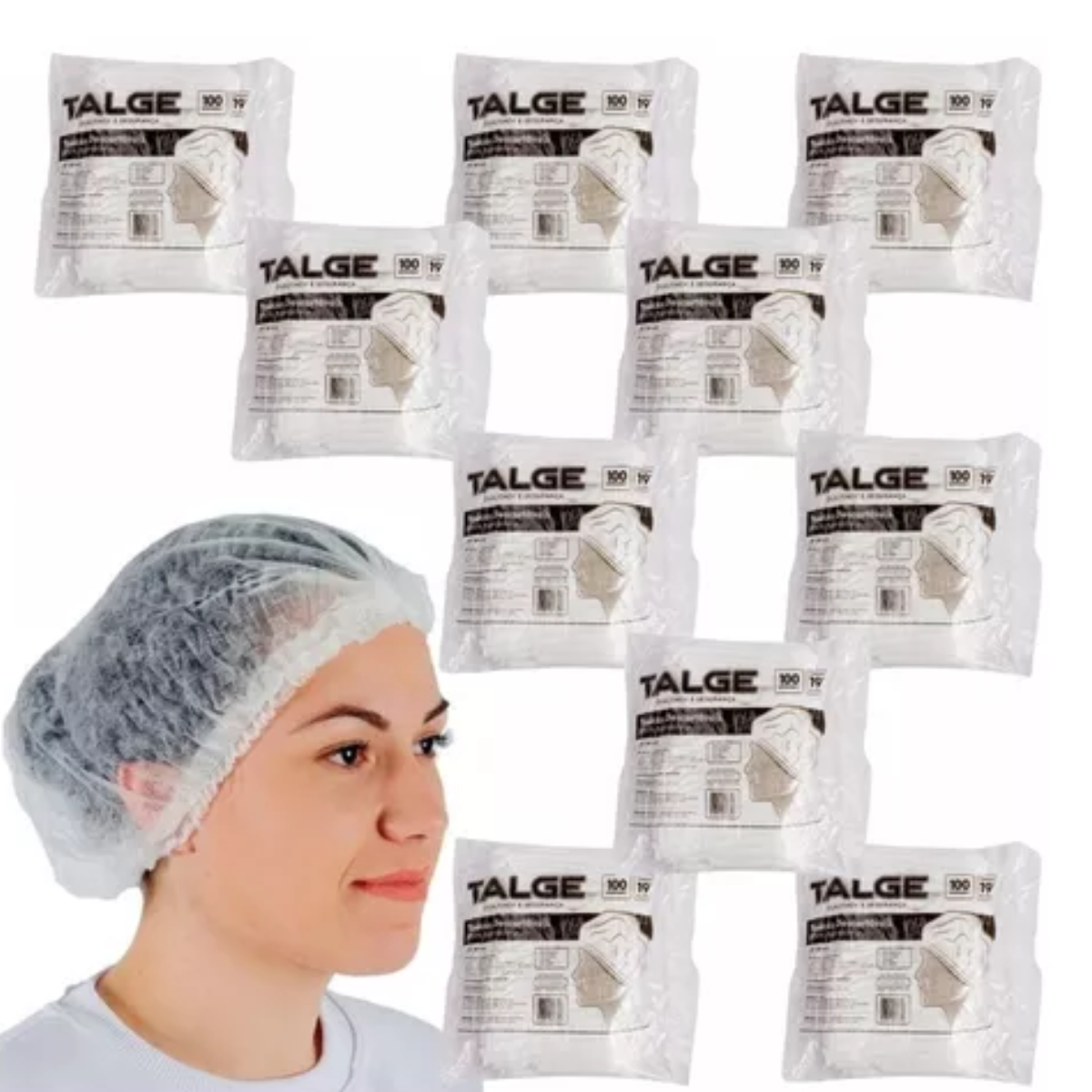 Touca descartável em TNT com elástico Pct com 100 UND - 10 pacotes - TALGE