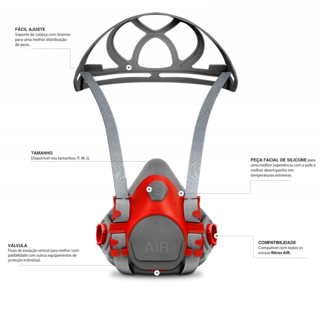 Respirador Semi Facial modelo S900 CA 47922 Air - Respirador Semi ...